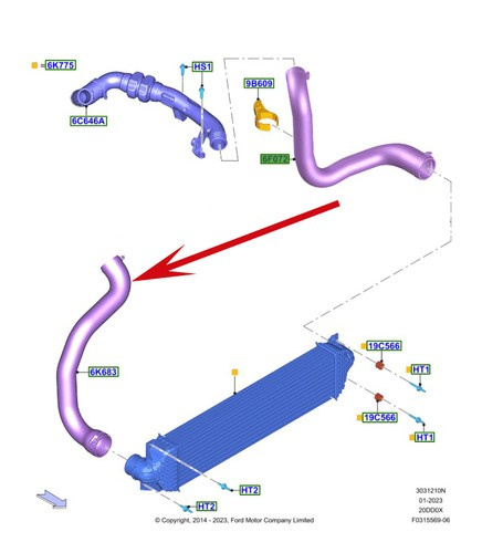 przewód dolotowy intercooler Ford 2.0 TDCI DW10F OE 2079962 Ford sklep ...