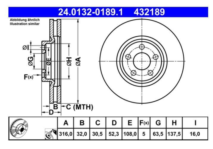 tarcze hamulcowe Ford S-Max Galaxy Edge przód 316 mm #2019816 - ATE ...