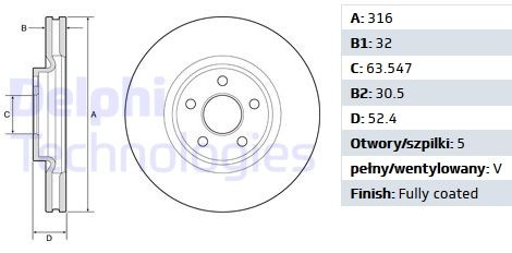 tarcze hamulcowe S-Max Galaxy Edge - kpl. przód 2019816 - Delphi Ford ...