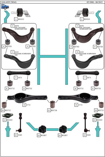 tuleja wahacza wzdłużnego lewa Ford Mondeo MK4 S-Max Galaxy #2040702 ...