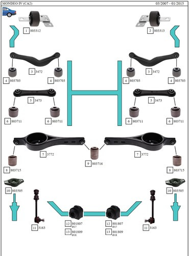 tuleja wahacza wzdłużnego prawa Ford Mondeo MK4 S-Max Galaxy #2040703 ...