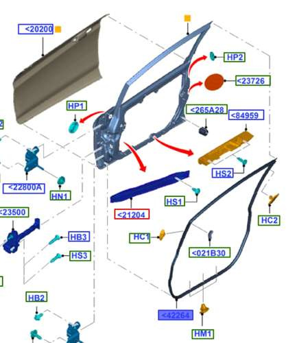 uszczelka drzwi przednich Ford Fiesta 5-D 2008-2009 prawa ® 1781748 ...
